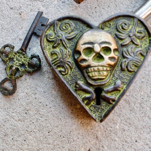 Vintage Brass Padlock - Skull, Skeleton Shape Antique Working Lock ...