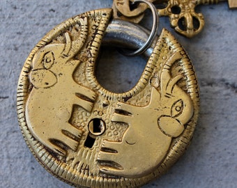 Vintage Padlock Hawk Eagle Shape Antique Working Lock Bronze Lock ...