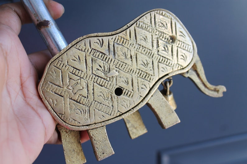 Vintage Brass Elephant HUGE Padlock Rare Lock, Antique Working Lock ...