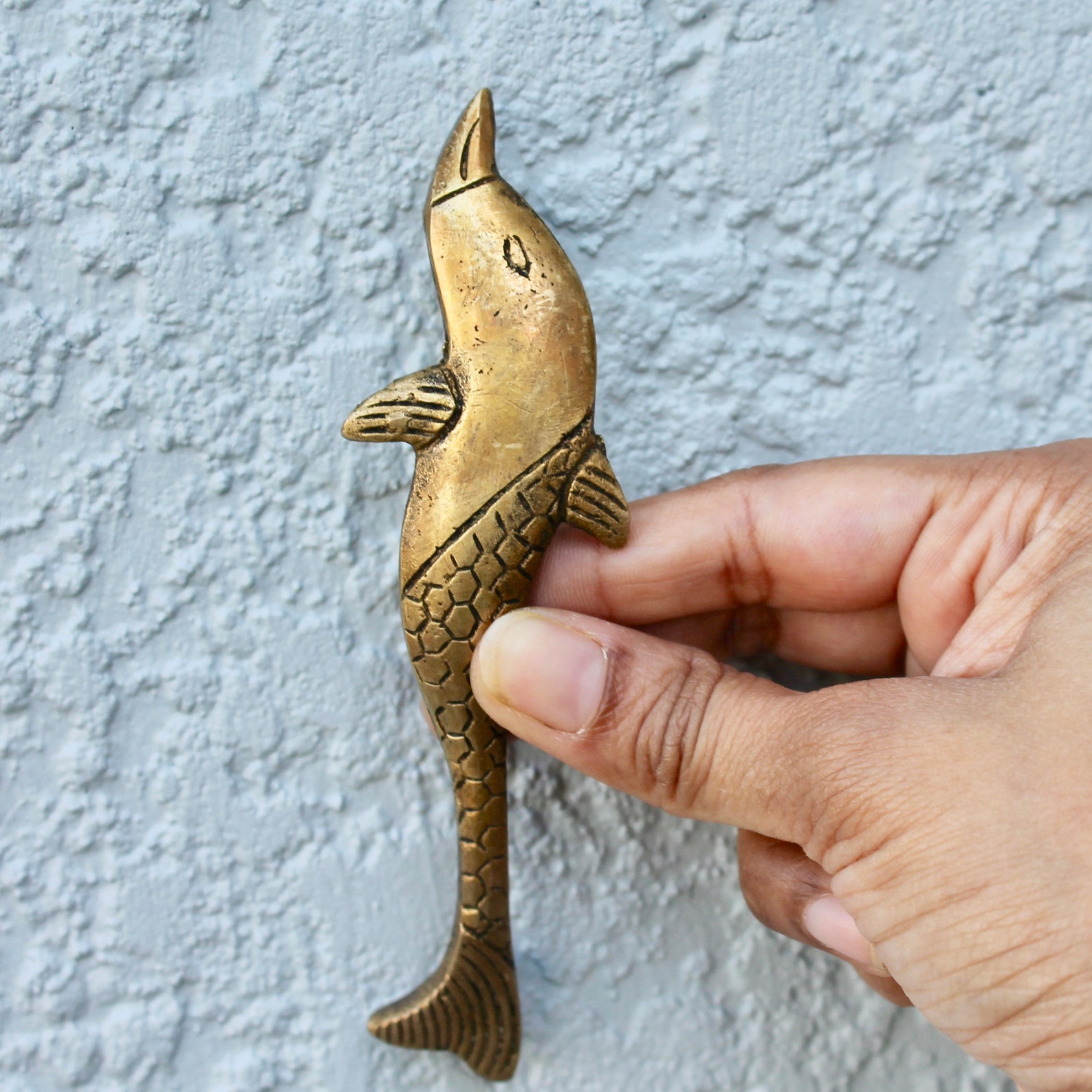 Rustic Brass Drawer Pulls, Mid Century Modern Fish Cabinet Handles ...
