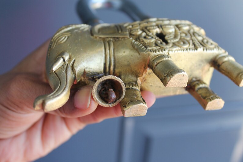 Vintage Brass Elephant HUGE Padlock Rare Lock, Antique Working Lock ...
