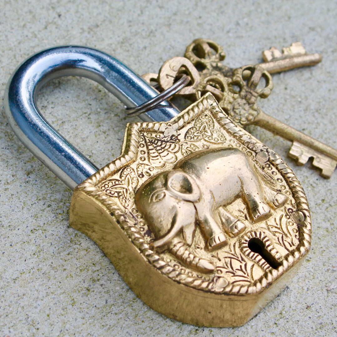 Vintage Padlock - Jungle Elephant Shape Antique Working Lock - Bronze ...