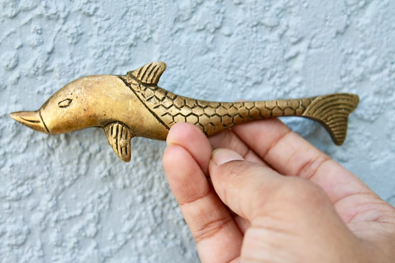 Rustic Brass Drawer Pulls, Mid Century Modern Fish Cabinet Handles ...