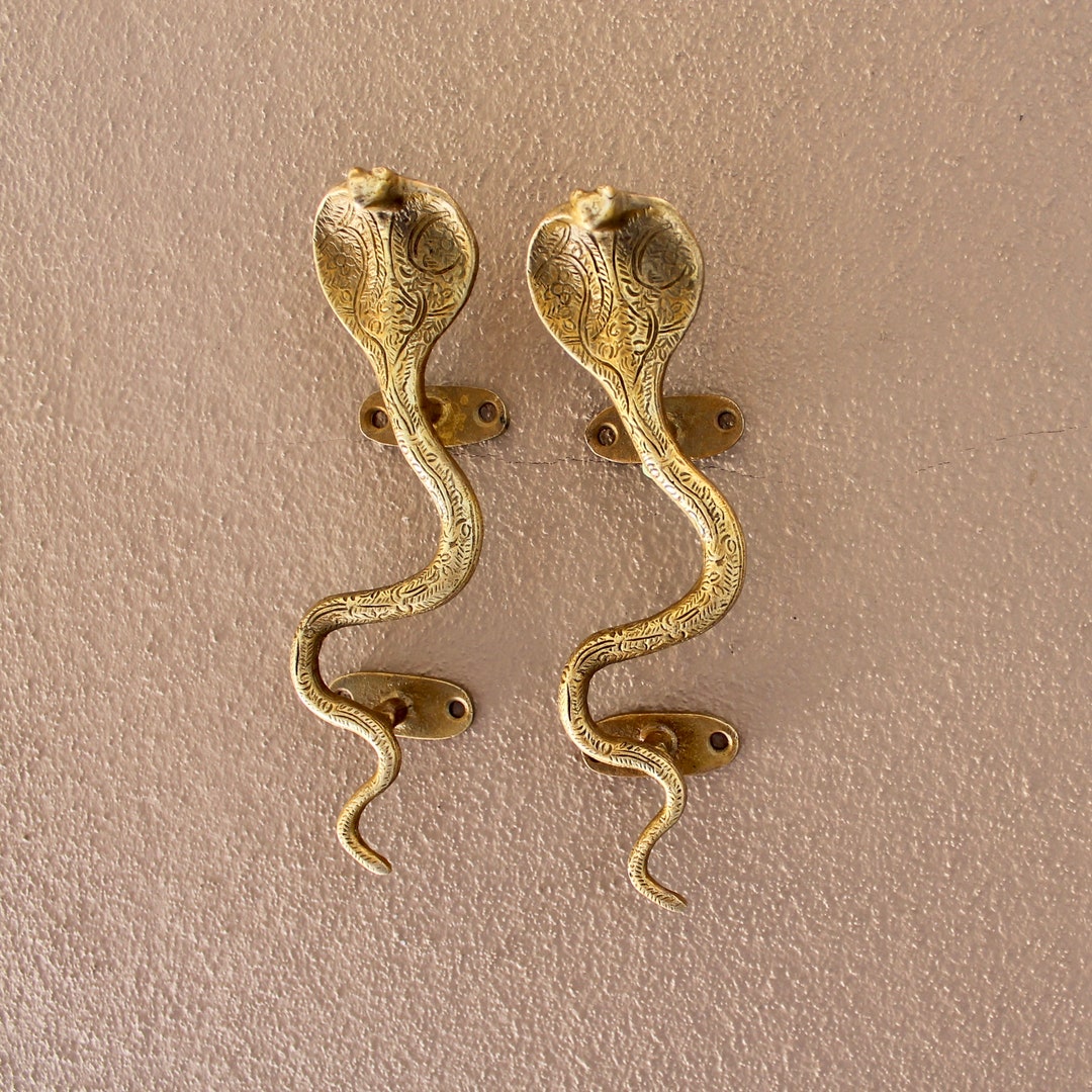 Vintage King Cobra Snake Wall Hook (pair- as Shown) OR Brass Door Pull ...