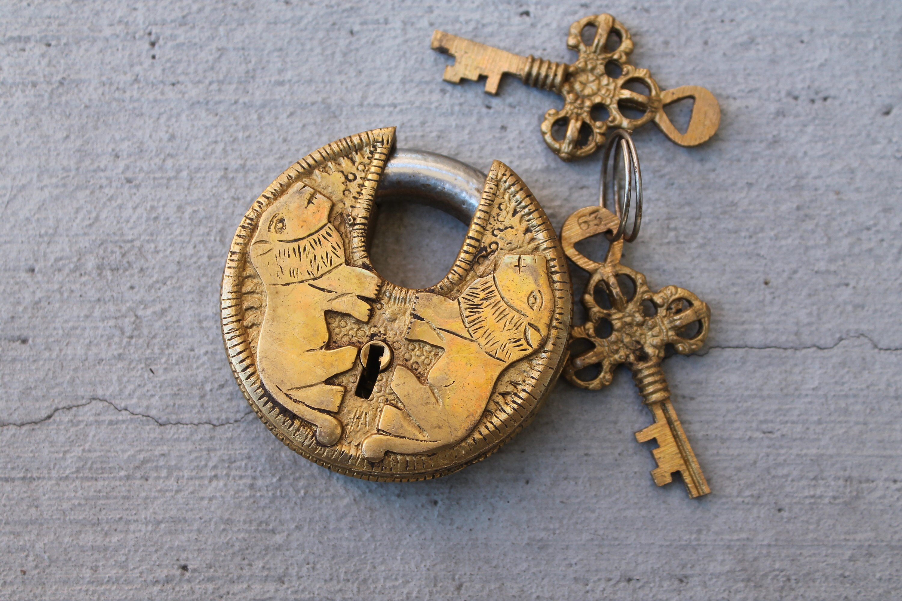 Vintage Padlock Lion Animal Shape Antique Working Lock - Etsy