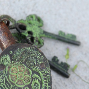 Vintage Brass Padlock - Heart Flowers Shape Antique Working Lock ...