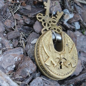 Vintage Padlock - Hawk Eagle Shape Antique Working Lock - Bronze Lock ...