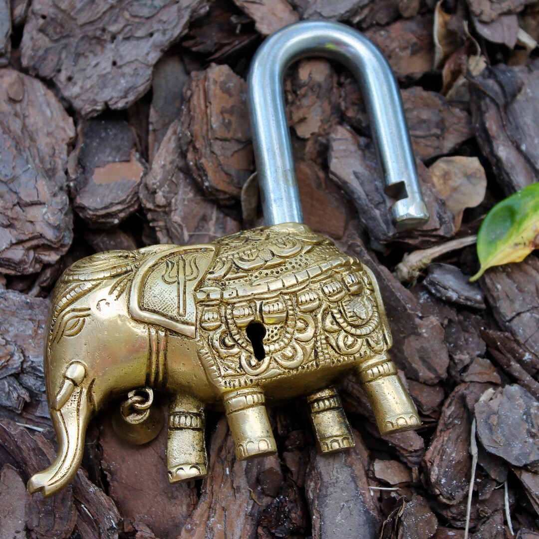 Vintage Brass Elephant HUGE Padlock Rare Lock Antique Working - Etsy