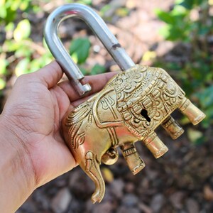 Vintage Brass Elephant HUGE Padlock Rare Lock, Antique Working Lock ...
