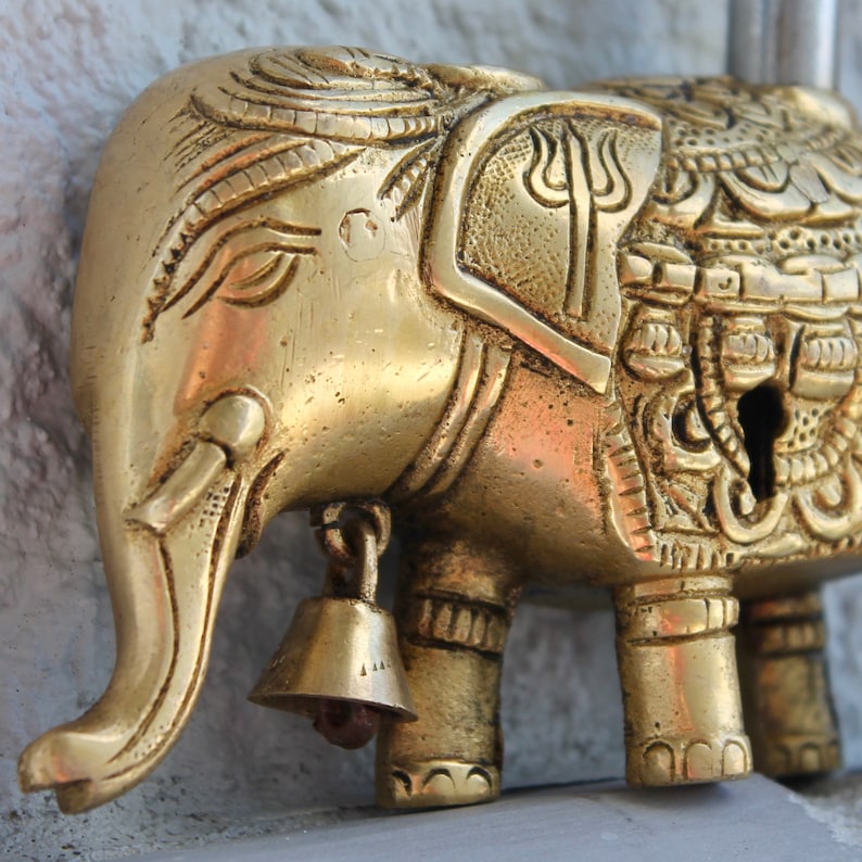Vintage Brass Elephant HUGE Padlock Rare Lock, Antique Working Lock ...
