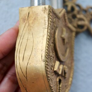 Vintage Padlock, Celestial Moon Star Antique Working Lock, Bronze Lock ...