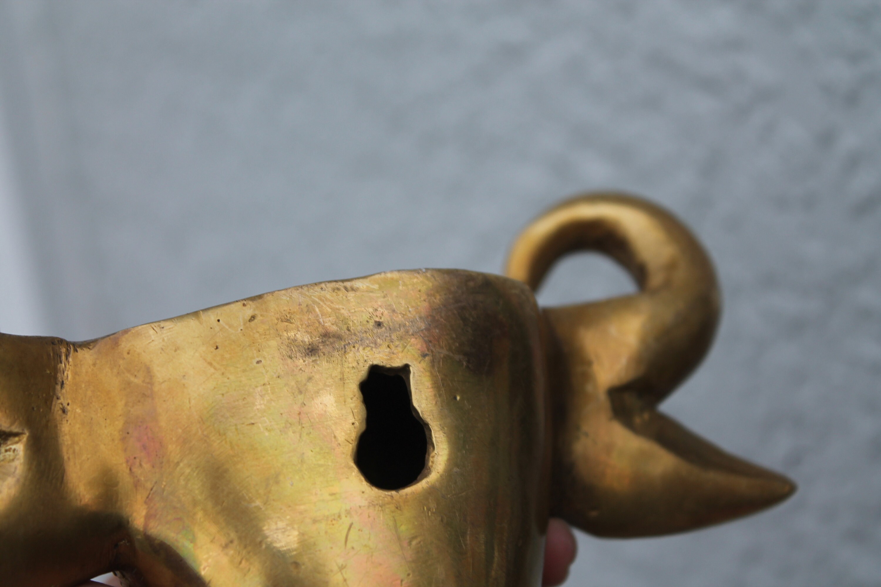 Vintage BULL Door Knocker, Antique Solid Brass Ring Handle, Front Door ...