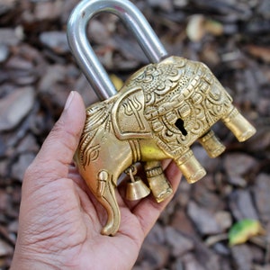 Vintage Brass Elephant HUGE Padlock Rare Lock, Antique Working Lock ...