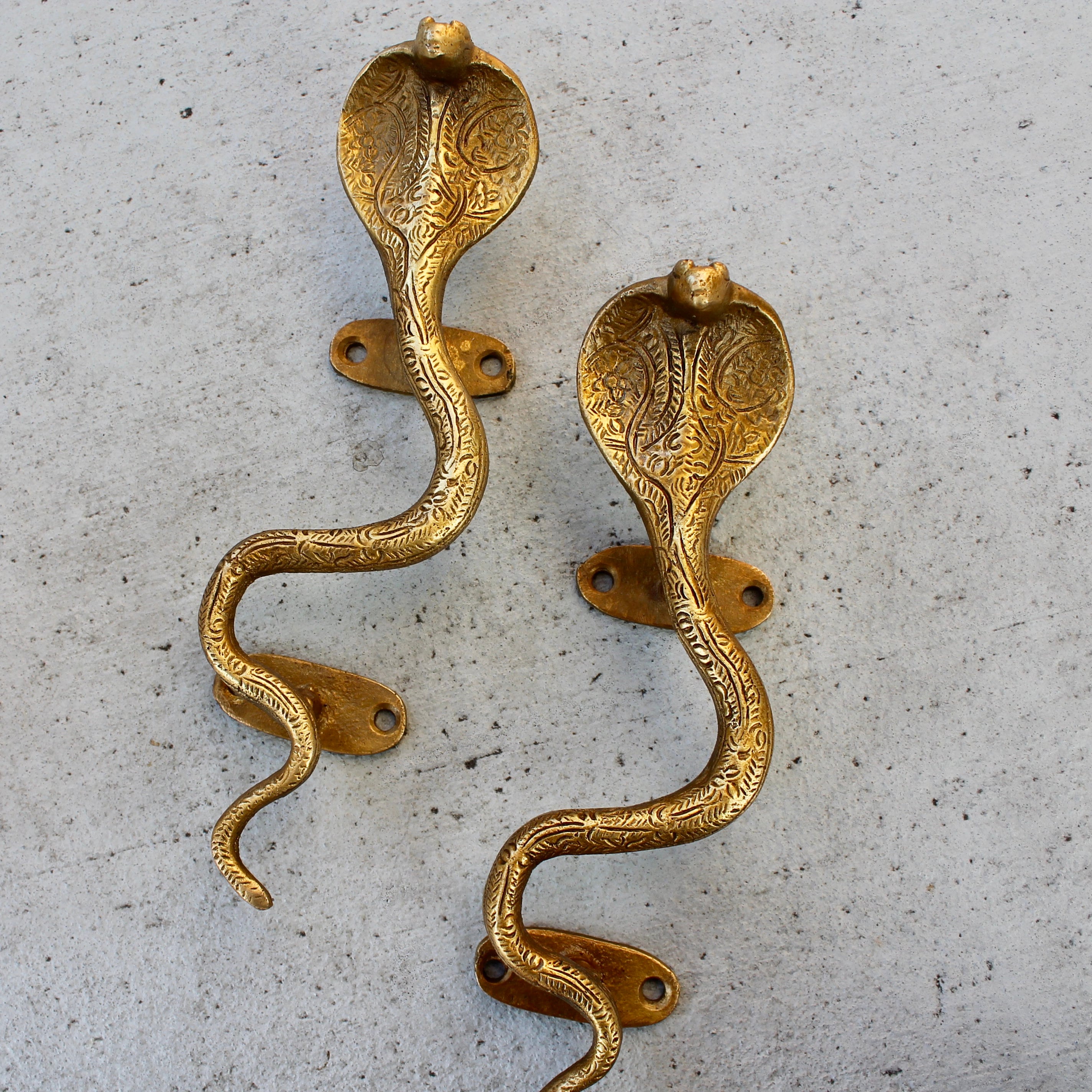 Vintage King Cobra Snake Wall Hook (pair- as Shown) OR Brass Door Pull ...