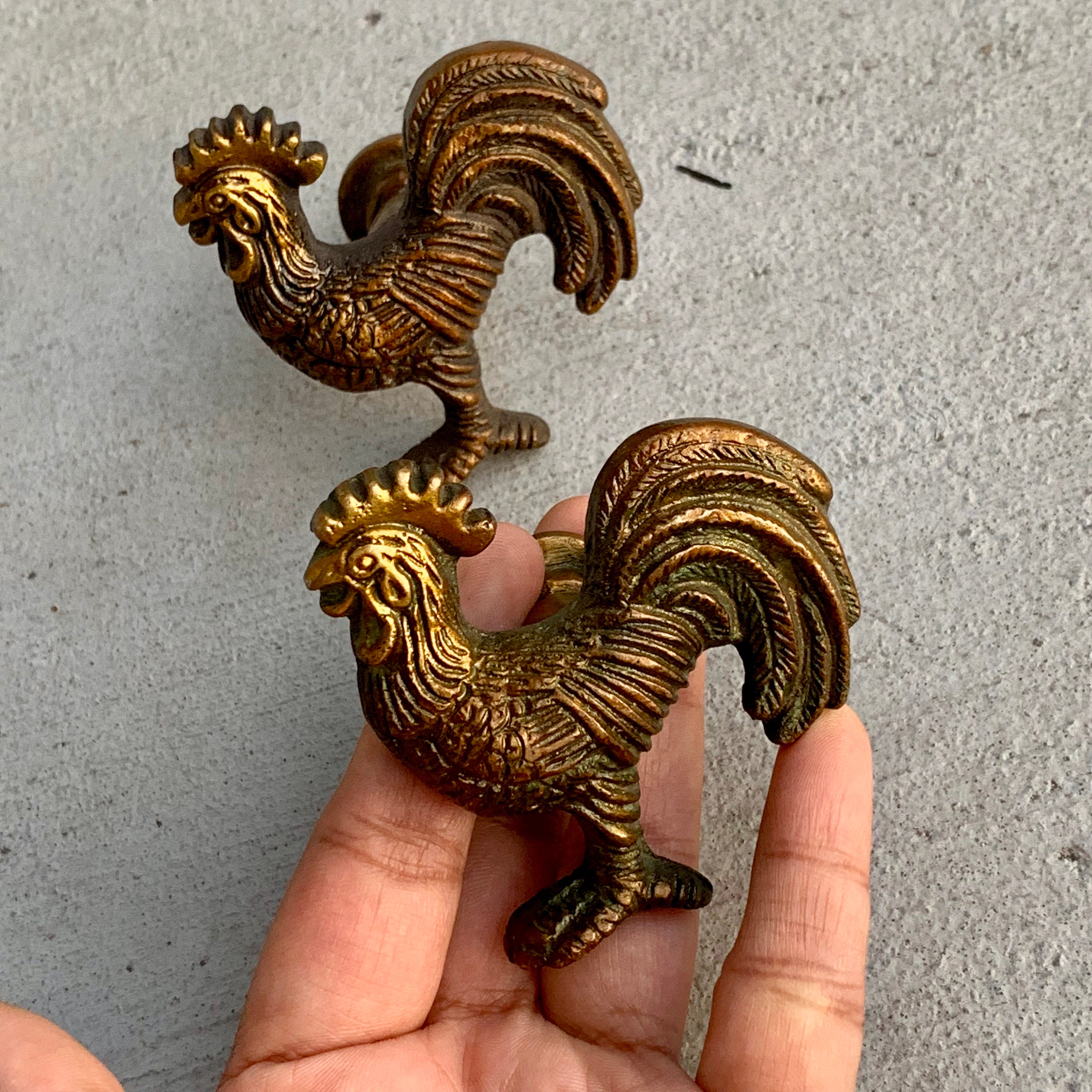 Vintage Knobs - Rooster Hen, Antique Brass Bronze Dresser, Drawer ...