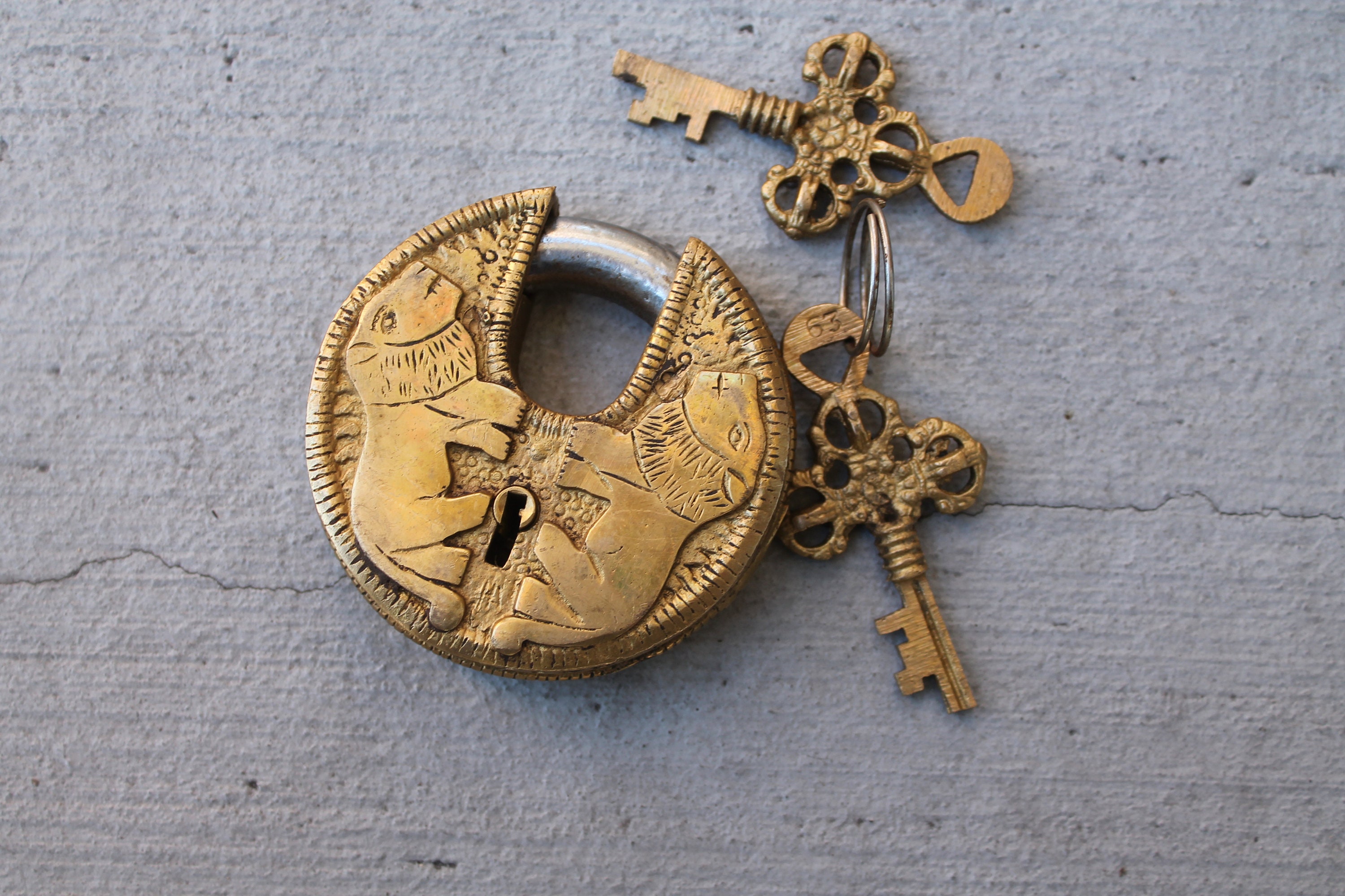 Vintage Padlock Lion Animal Shape Antique Working Lock - Etsy