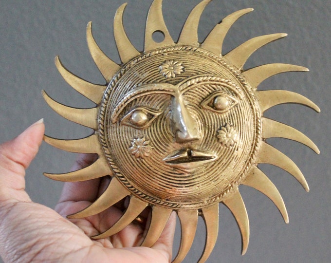 Sun Wall Decor, Vintage Gold Celestial Bronze Metal, Patio Hanging ...