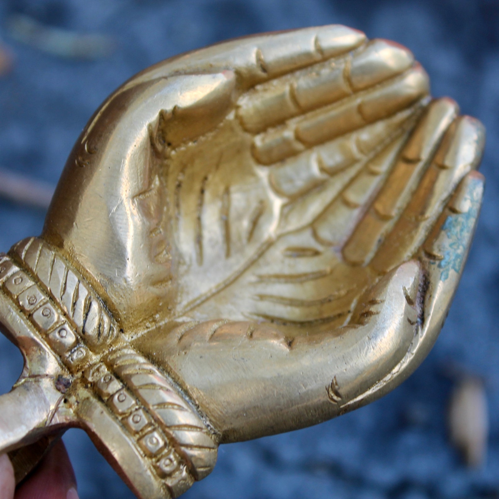 Vintage Brass Oil Lamp Namaste Hand Shape Indian Brass - Etsy