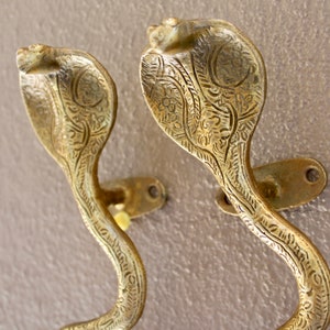 Vintage King Cobra Snake Wall Hook (pair- as Shown) OR Brass Door Pull ...