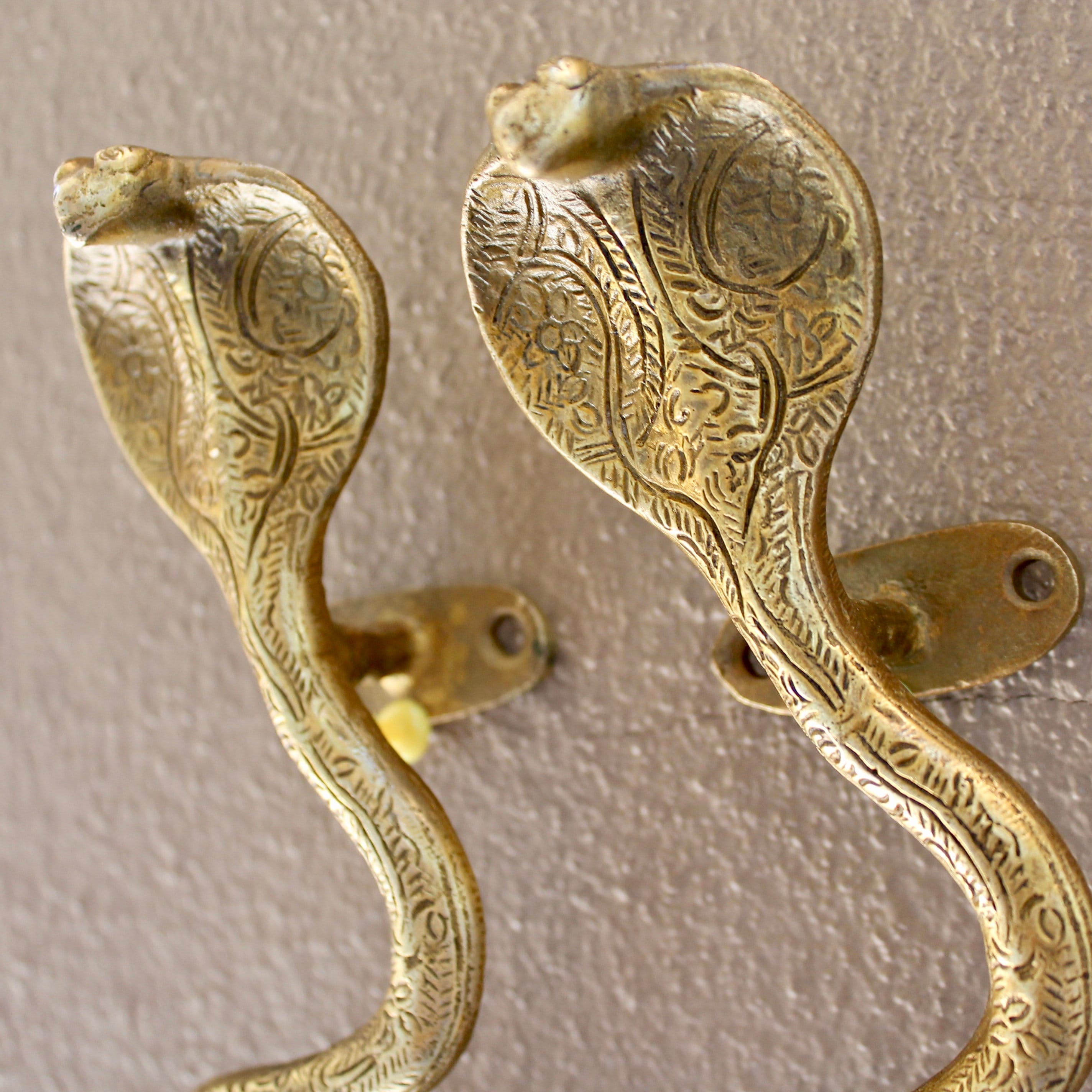 Vintage King Cobra Snake Wall Hook (pair- as Shown) OR Brass Door Pull ...