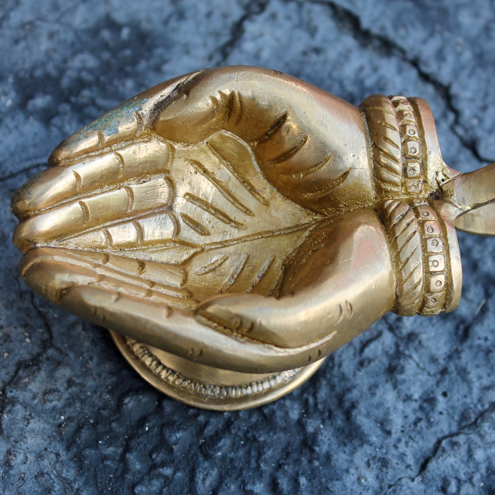 Vintage Brass Oil Lamp Namaste Hand Shape Indian Brass - Etsy