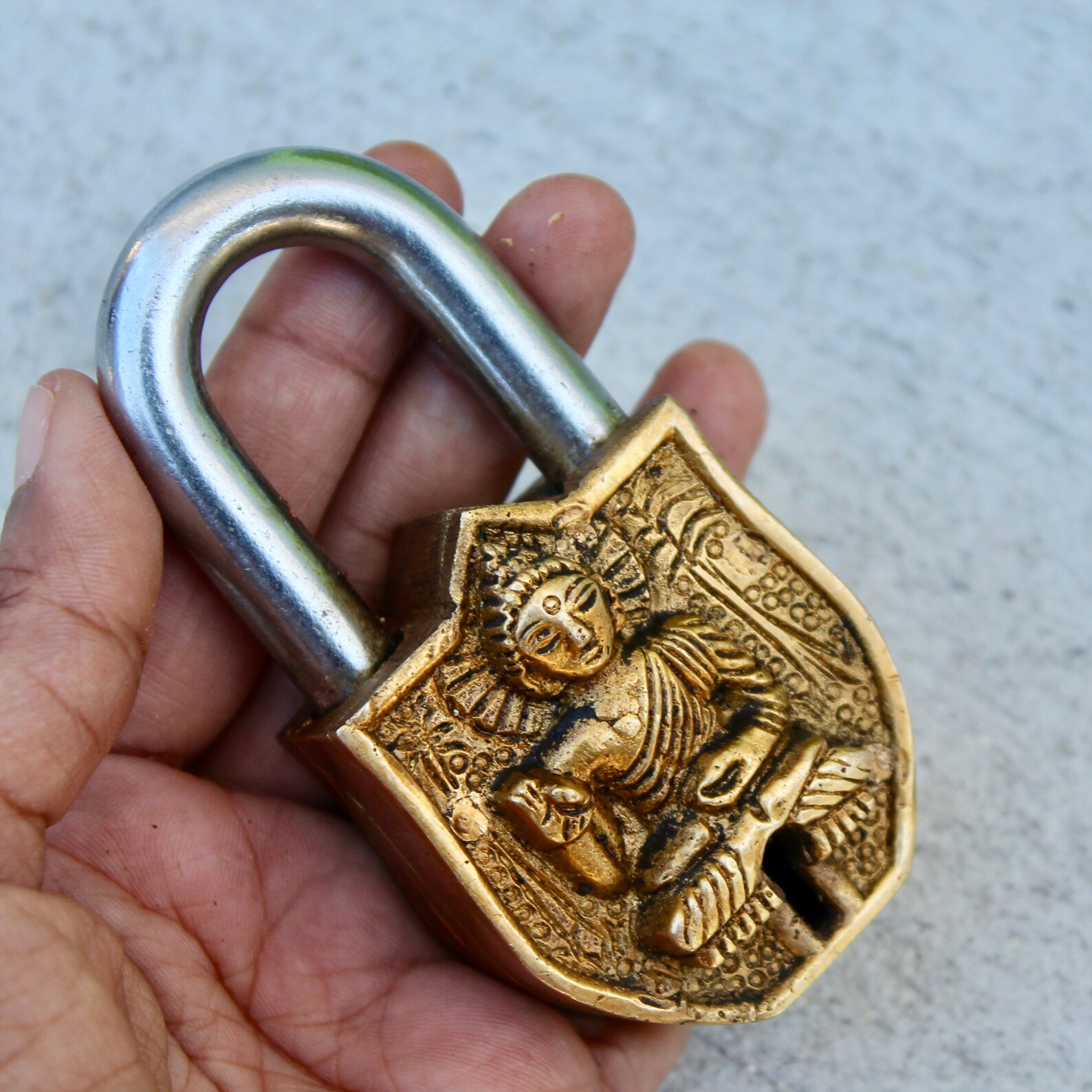 Old Buddha Padlock Rare Lock, Antique Working Lock - Ancient VTG ...