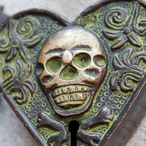 Vintage Brass Padlock Skull, Skeleton Shape Antique Working Lock Gothic ...