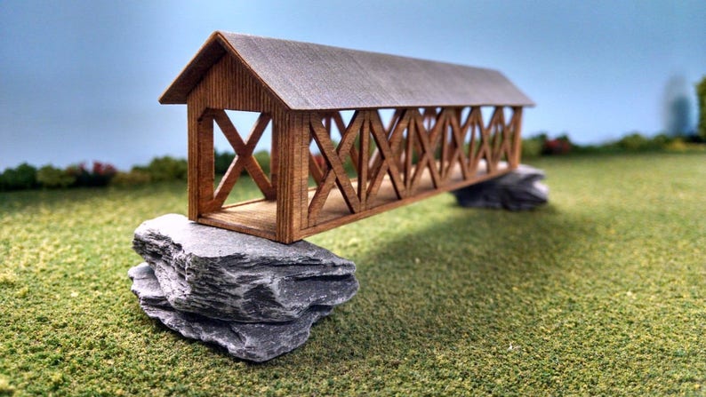 Train Time Laser HO Scale Covered Bridge Building Kit - Etsy