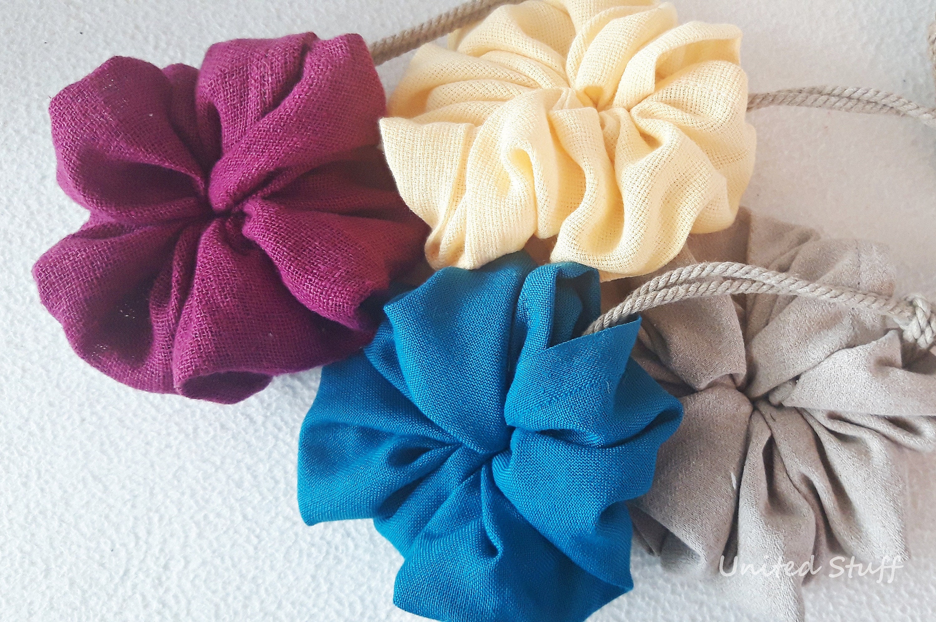 Linen Shower Pouf Choose 2 Plastic Free Puff Handmade Bath - Etsy