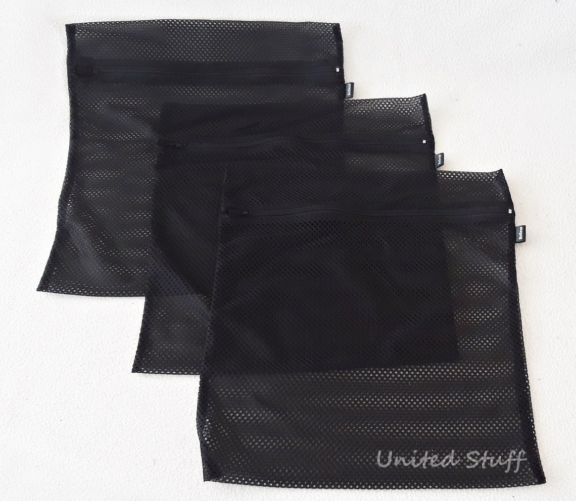 Zippered Black Mesh Laundry Bag Set of 3 Multifunction Travel - Etsy