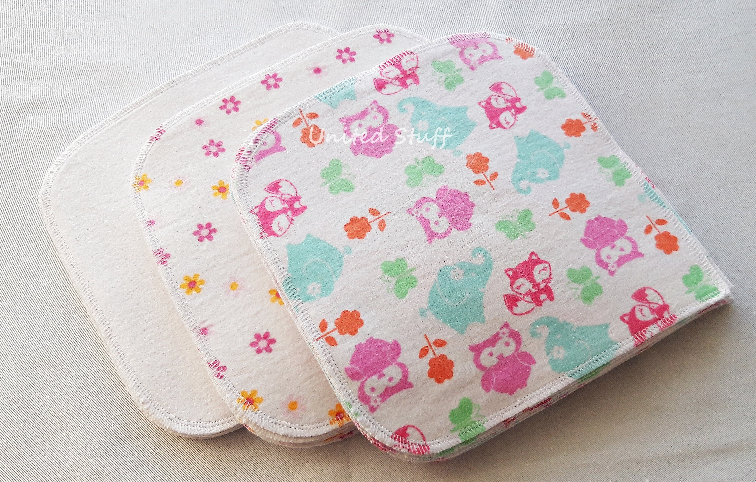 Baby Wipes Set of 24 Washable Reusable Cotton Flannel Double Layer Soft ...