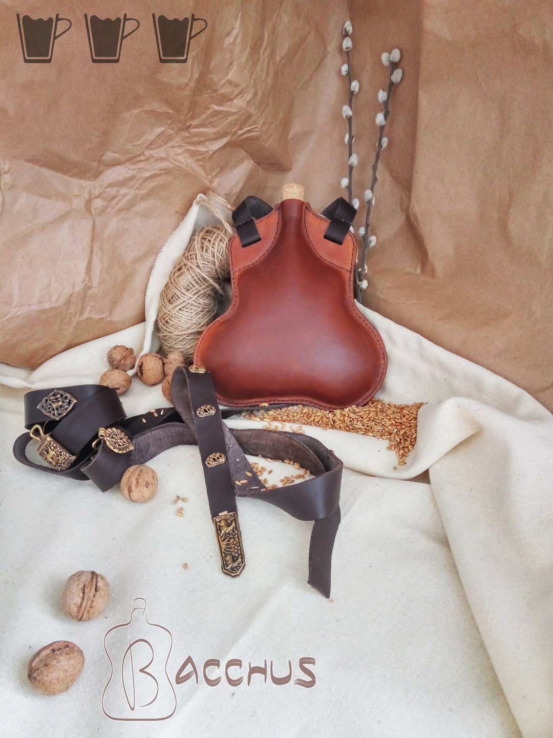 700ml hephaestus Leather Drinking Bottle Costrel - Etsy