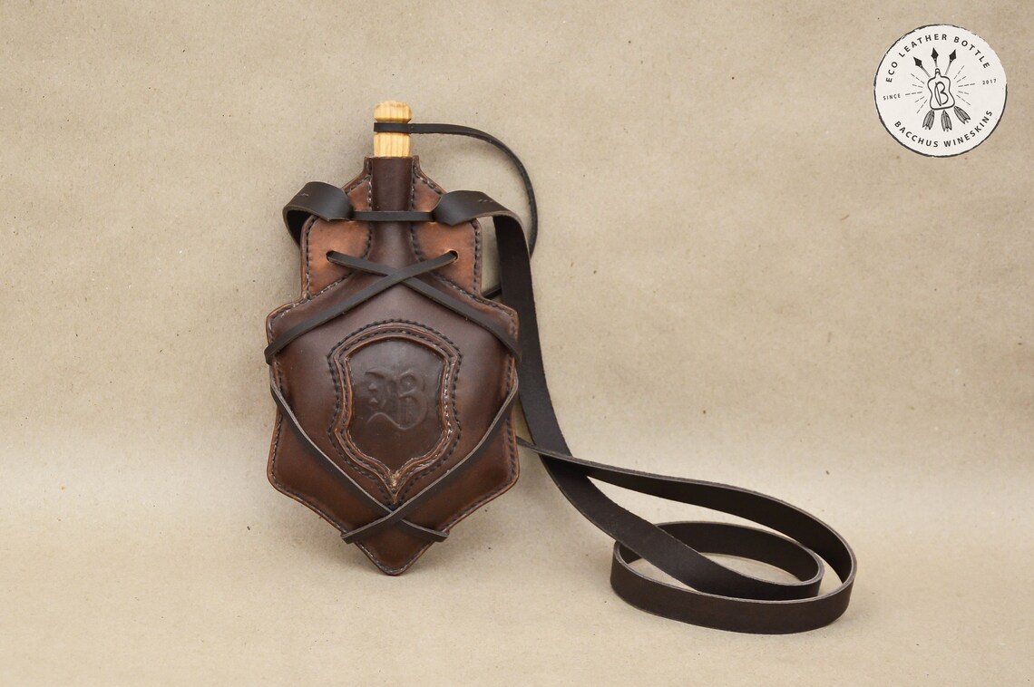 700ml b Leather Drinking Bottle Costrel | Etsy