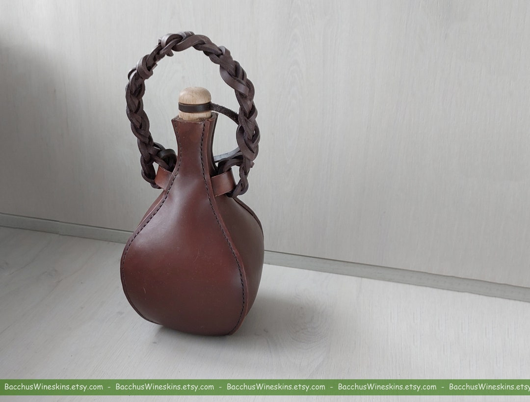 1700ml “pear” - Premium Handmade Leather Flask, Eco-friendly, Alcohol ...