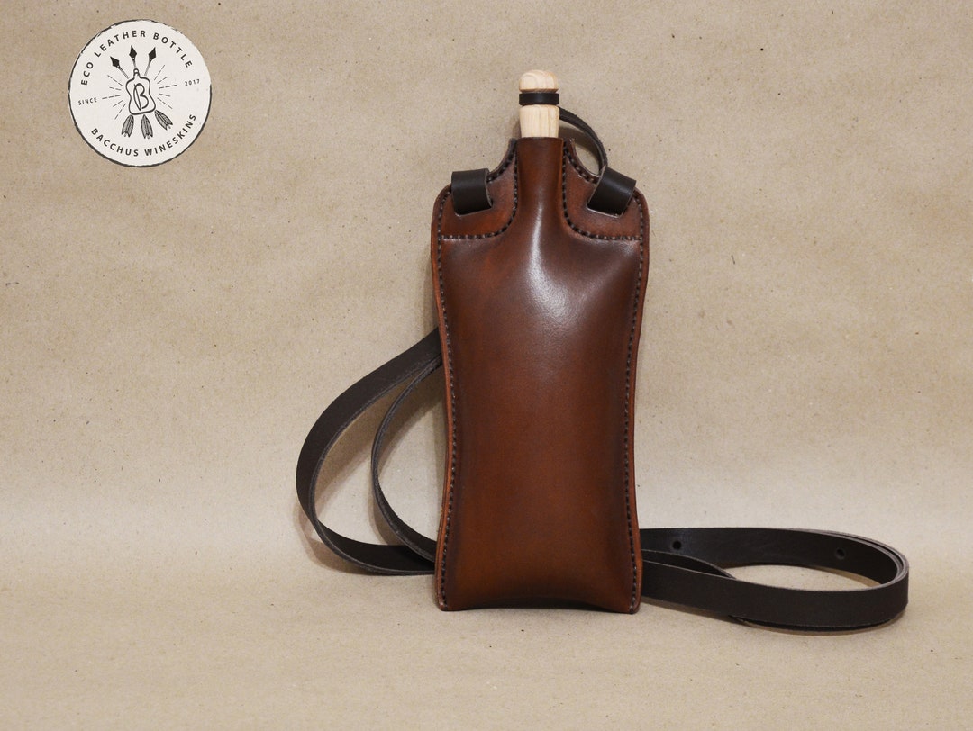 600ml - Premium Handmade Leather Flask, Eco-friendly, Alcohol-safe ...