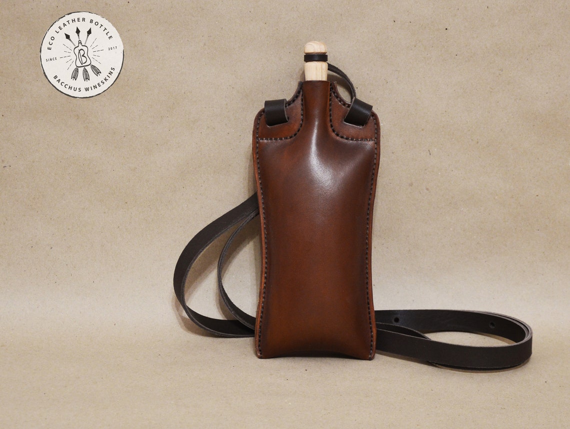 600ml Leather Bottle Costrel Hand Crafted Eco Waterproof - Etsy