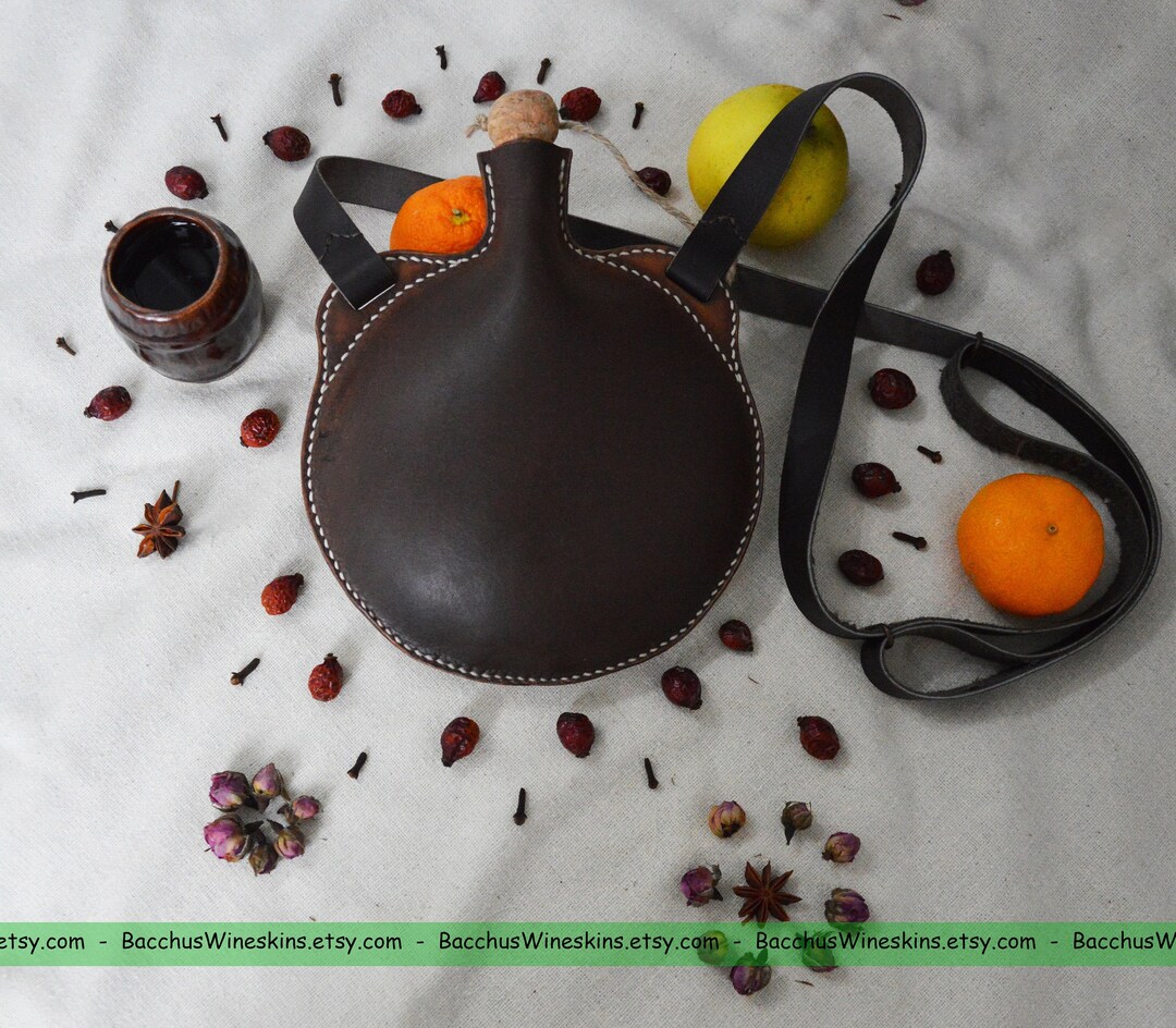 600ml "bragi-w" - Premium Handmade Leather Flask, Eco-friendly, Alcohol ...