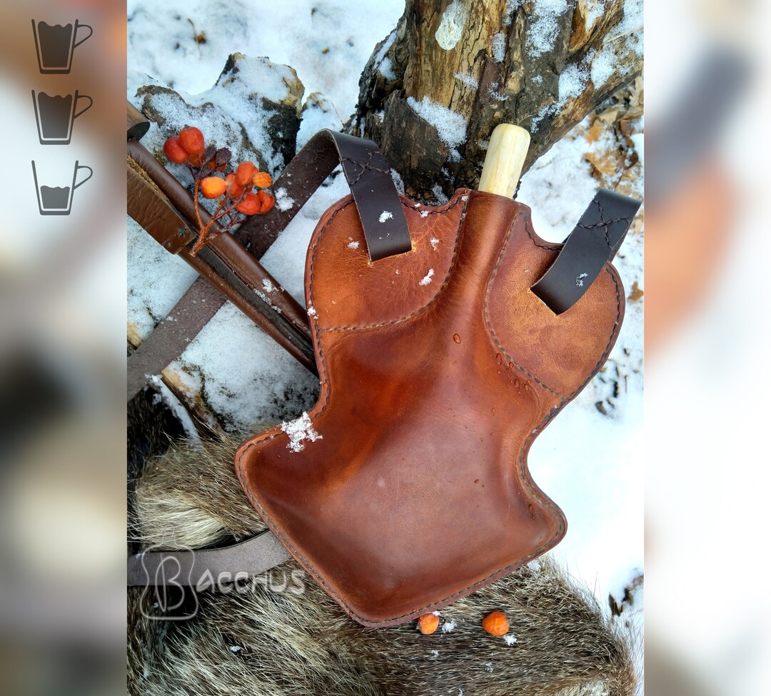 600ml arrow Premium Handmade Leather Flask, Eco-friendly, Alcohol-safe ...
