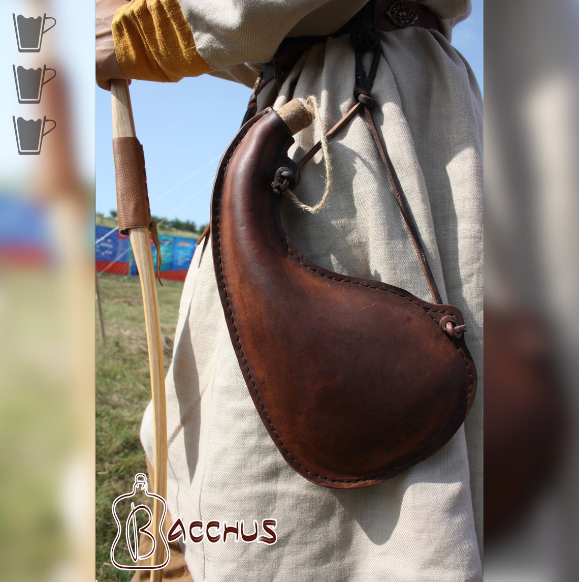 700ml asia Leather Drinking Bottle Costrel | Etsy