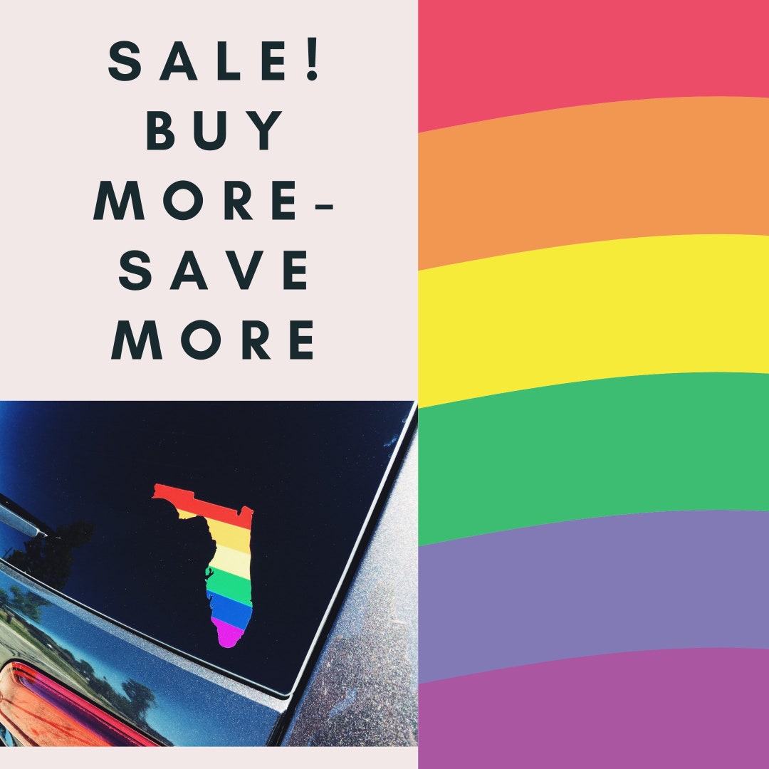 Florida Vinyl Decal, Florida State Decal, Florida Car Decal, FL Rainbow ...