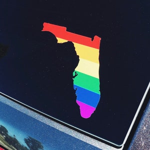 Florida Vinyl Decal, Florida State Decal, Florida Car Decal, FL Rainbow ...