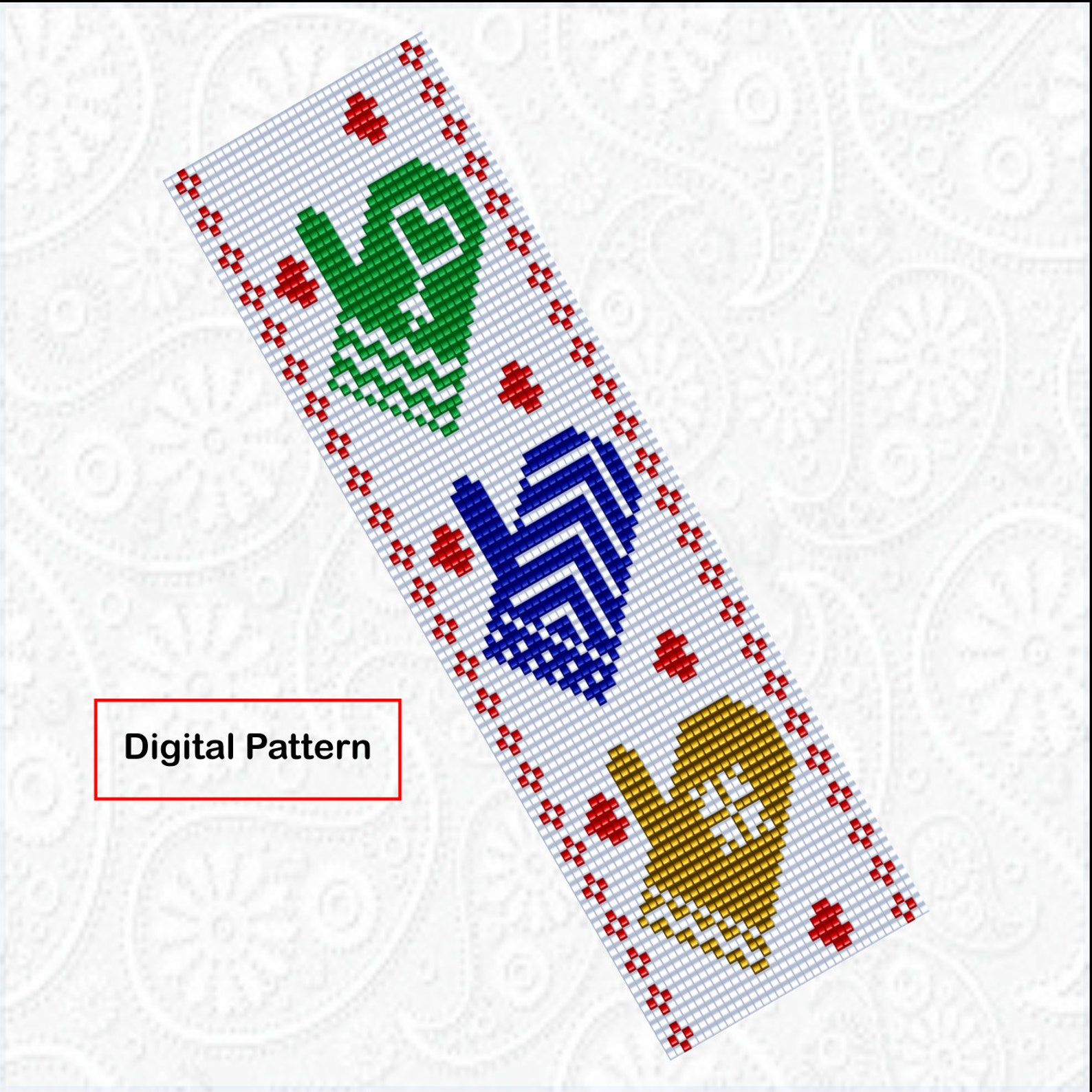 Mittens, Bead Loom Bracelet Pattern, DIY Bookmark, Square Stitch Bead ...