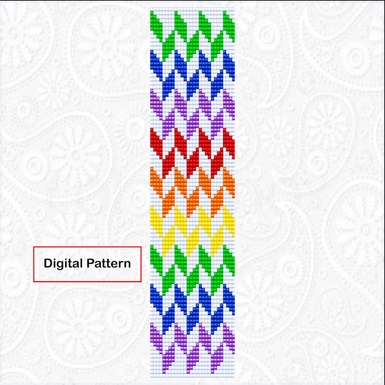 Chevron Bead Loom Bracelet Pattern DIY Bookmark Square - Etsy