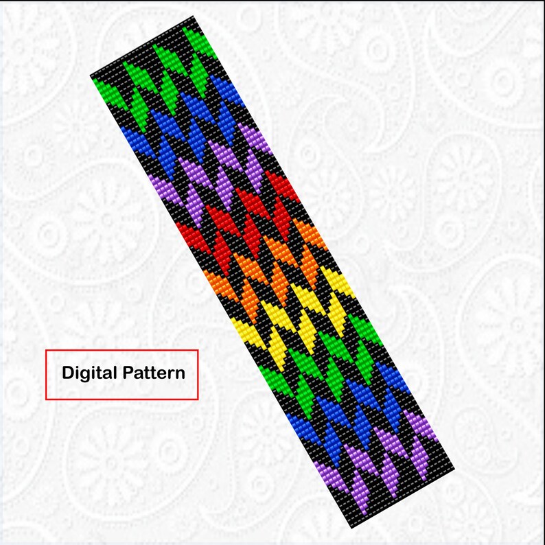 Chevron, Bead Loom Bracelet Pattern, DIY Bookmark, Square Stitch Bead ...