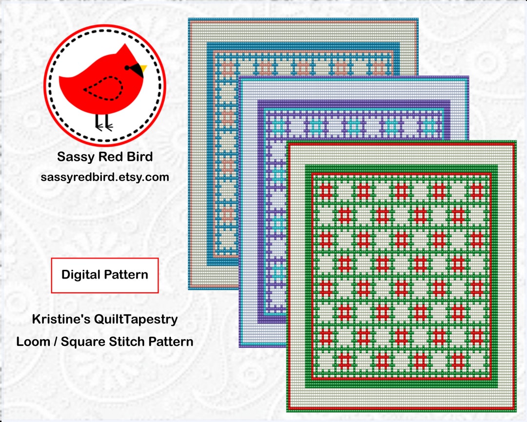 Kristine's Quilt, Bead Tapestry Pattern, Bead Loom Tapestry, Square ...