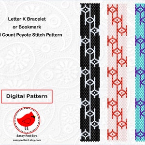 Letter K, Peyote Bead Bracelet Pattern, DIY Bookmark, Beadweaving ...