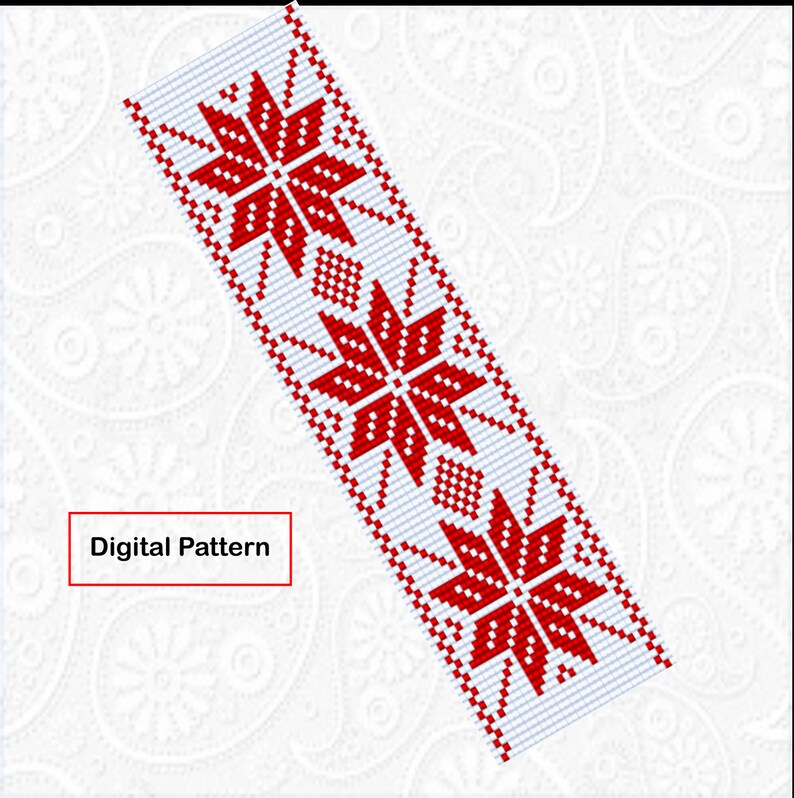 Snowflakes, Bead Loom Bracelet Pattern, DIY Bookmark, Square Stitch ...