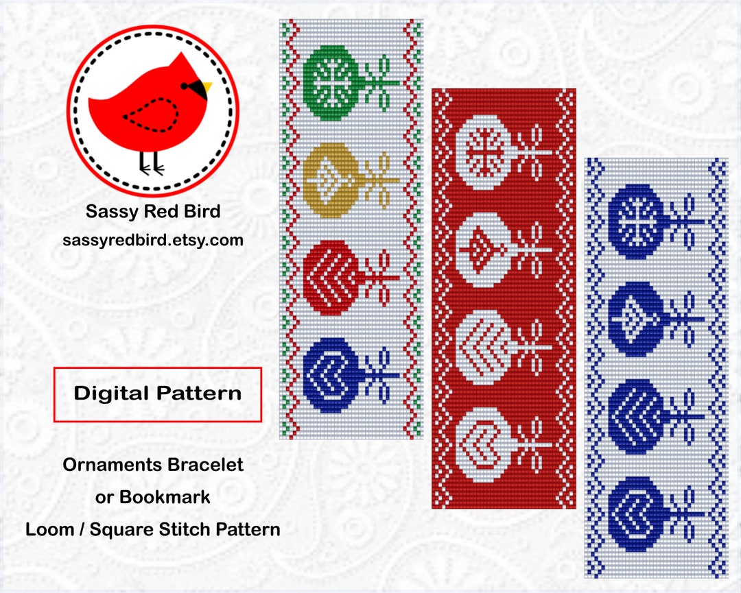 Ornaments, Bead Loom Bracelet Pattern, DIY Bookmark, Square Stitch Bead ...