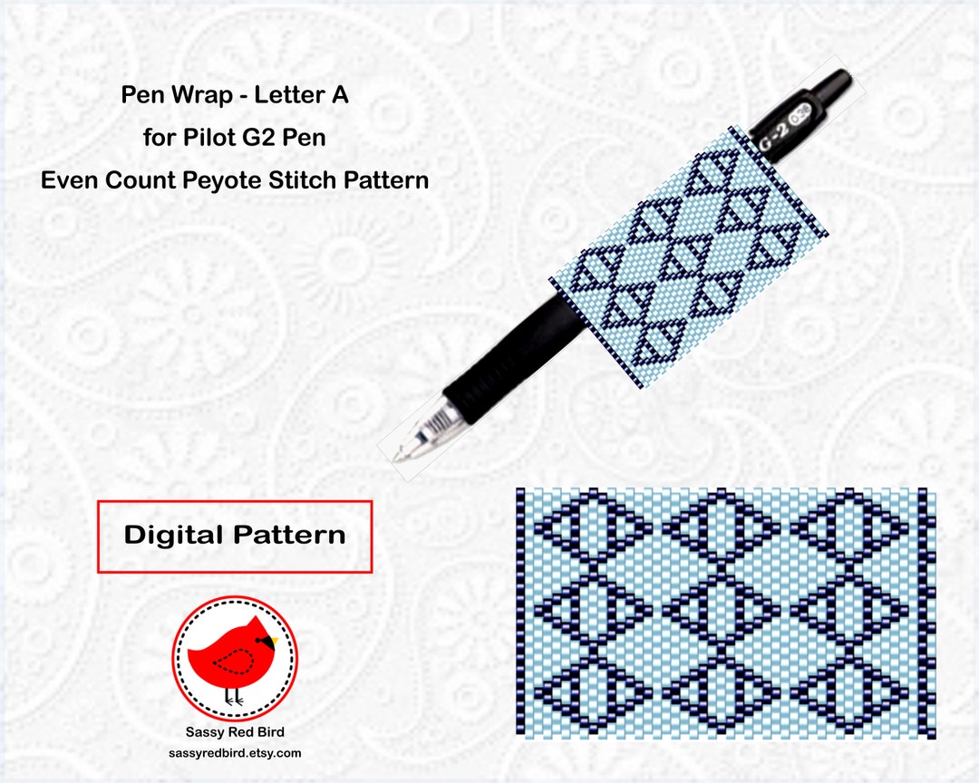 Letter A, Peyote Bead Pen Wrap Pattern, Peyote Bead Pattern ...