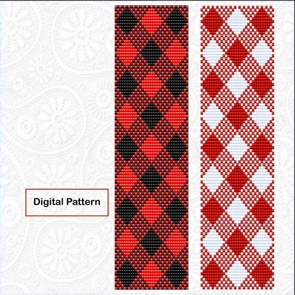 Buffalo Check 2, Bead Loom Bracelet Pattern, DIY Bookmark, Square ...